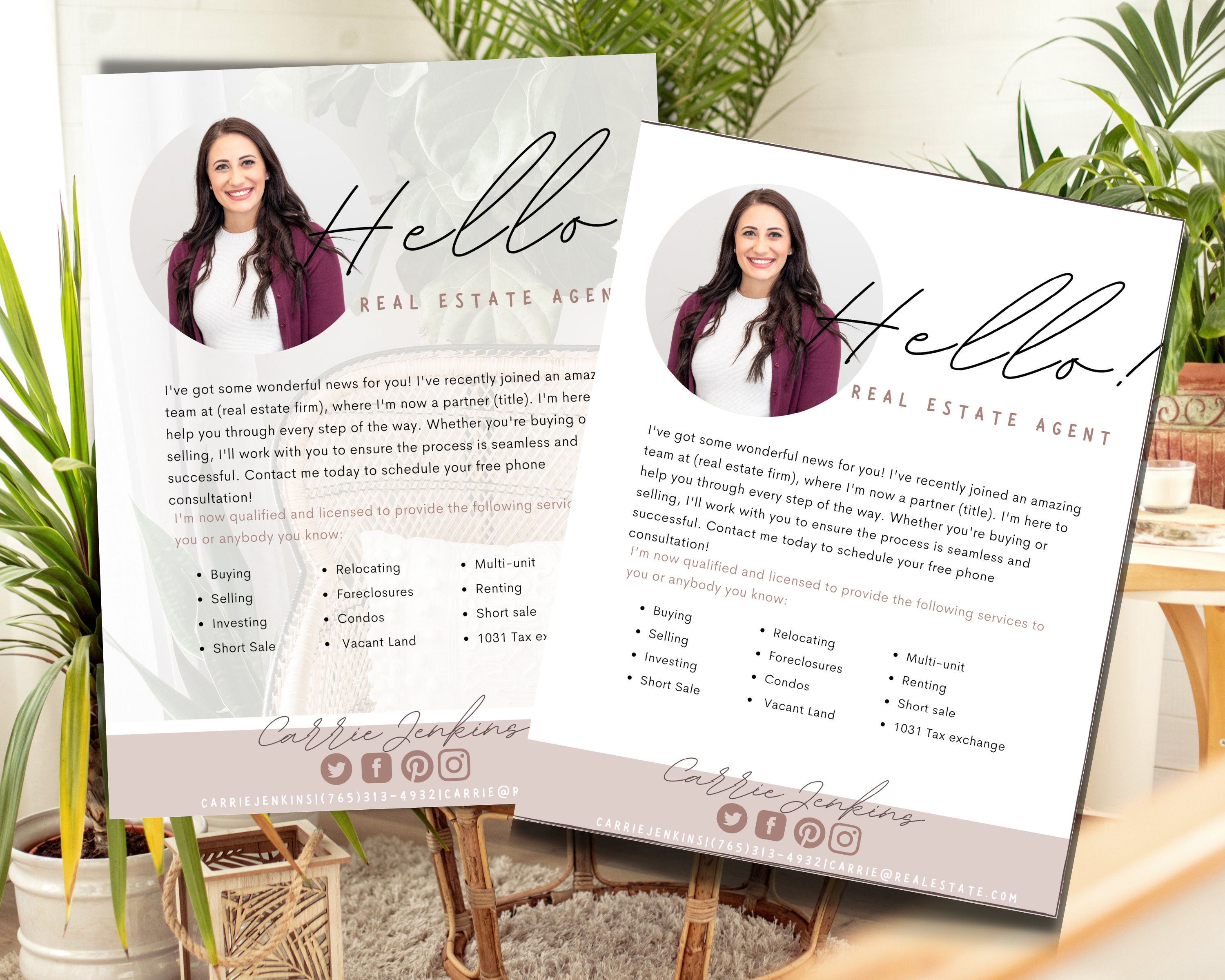 Real Estate New Agent Introduction Letter Flyerfarming Etsy