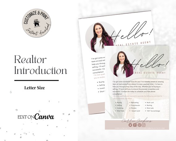 Real Estate New Agent Introduction Letter Flyerfarming - Etsy