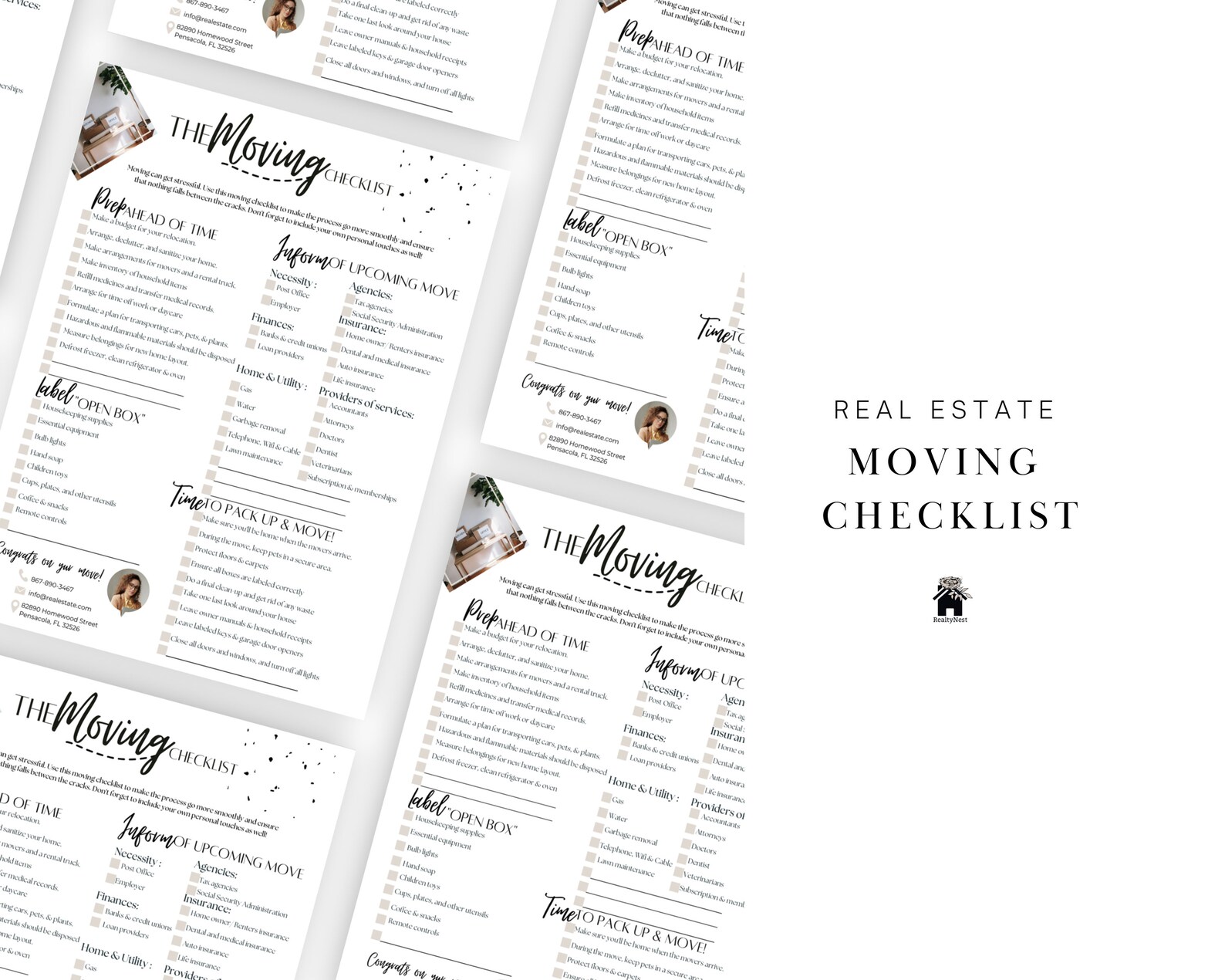 Real Estate Moving Checklist, Realtor Moving Guide, Printable Moving To ...