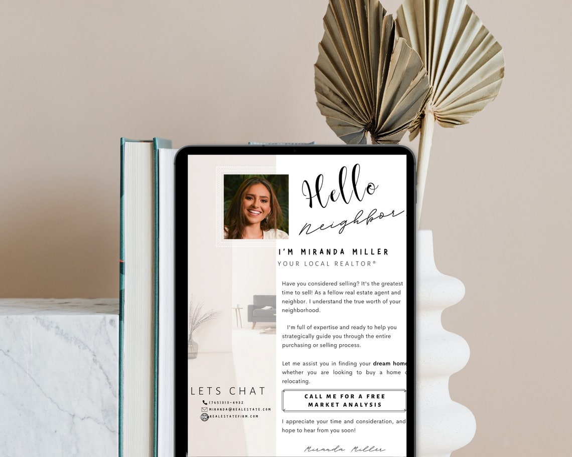Realtor Hello Neighbor Letter Real Estate Introduction Flyer Etsy