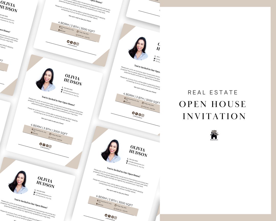 Realtor Open House Invitation, Realtor Farming Letter, Real Estate ...