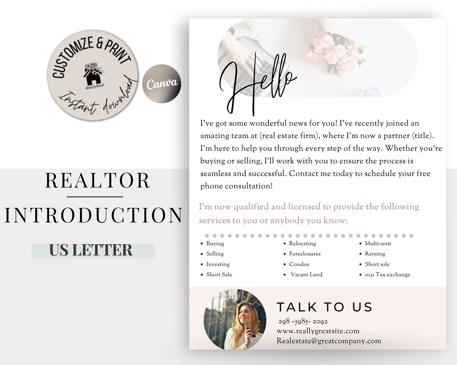 Real Estate New Agent Introduction Letter Flyer Template - Etsy