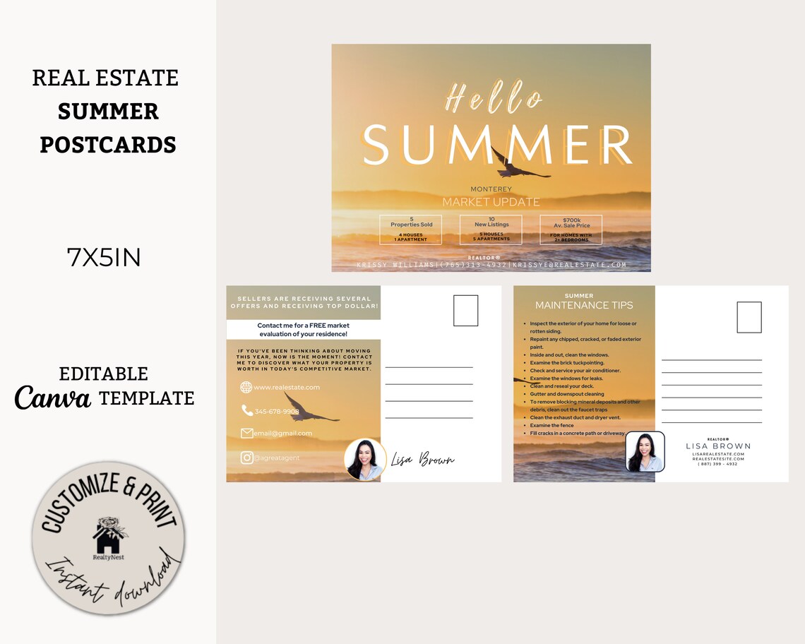 Hello Summer Real Estate Marketing Postcard Real Estate - Etsy