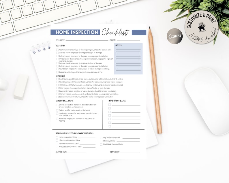 Home Inspection Checklist, Real Estate Marketing, Inspection Checklist ...