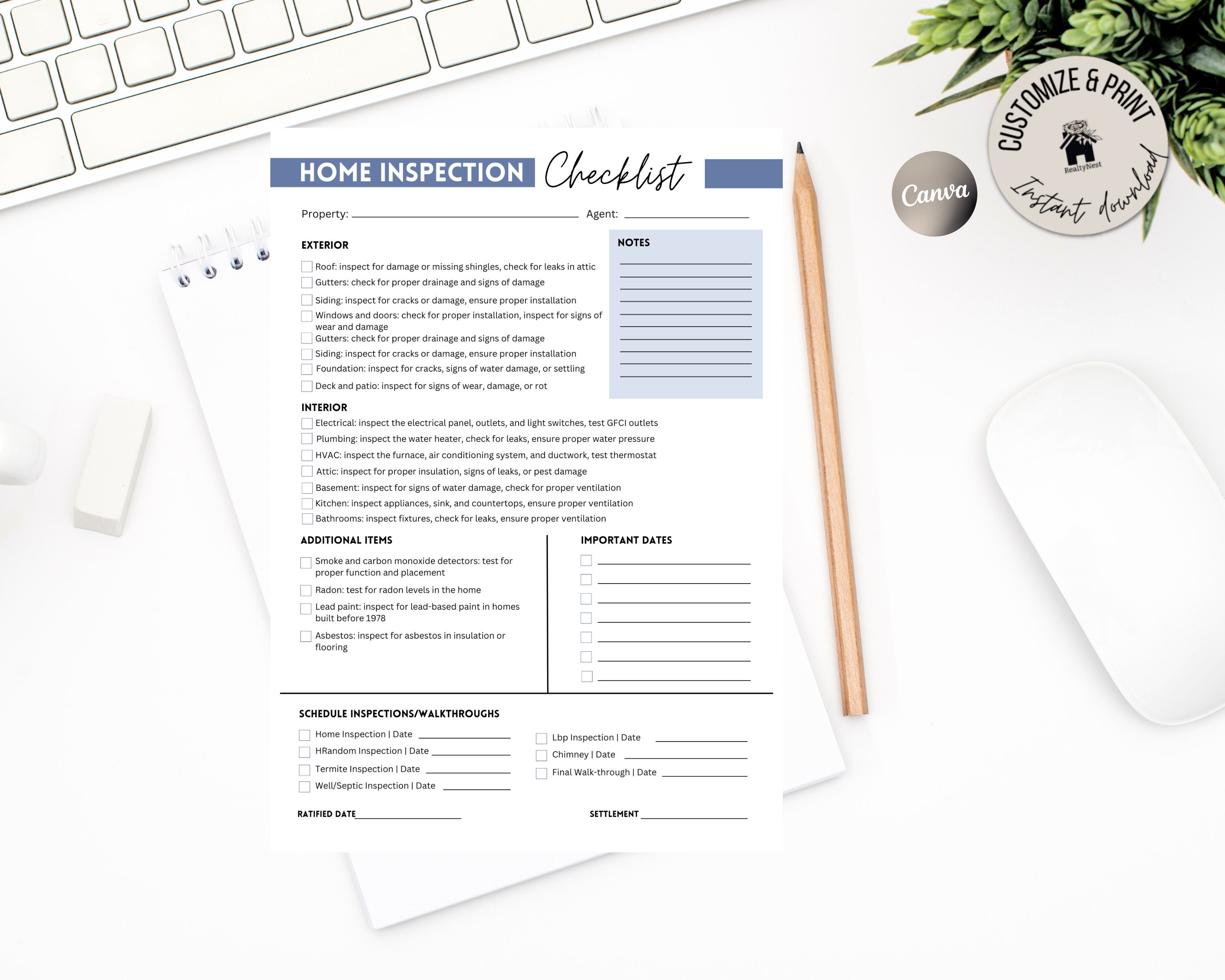 Home Inspection Checklist, Real Estate Marketing, Inspection Checklist ...