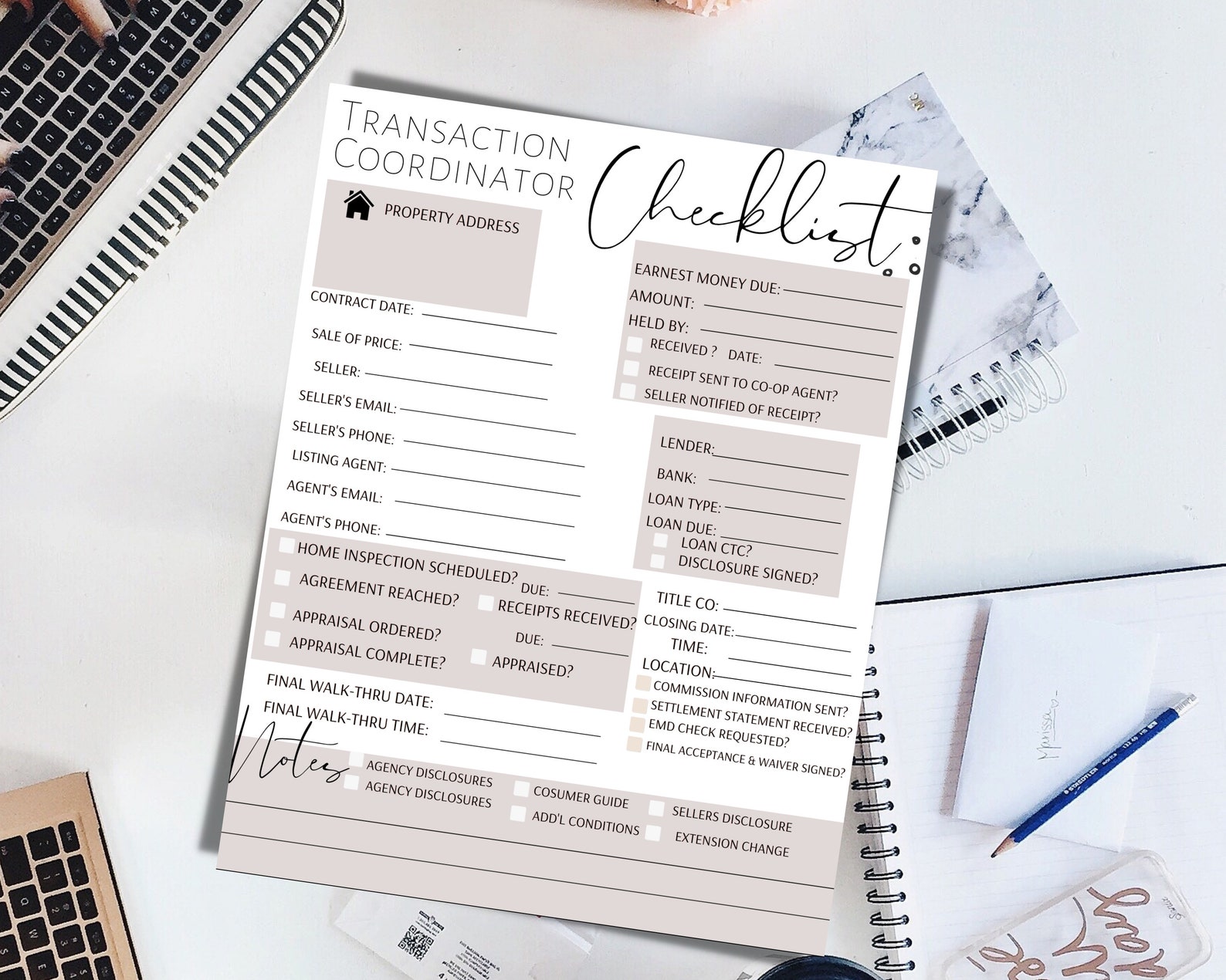 Transaction Coordinator Checklist Canva Template Instant Download ...