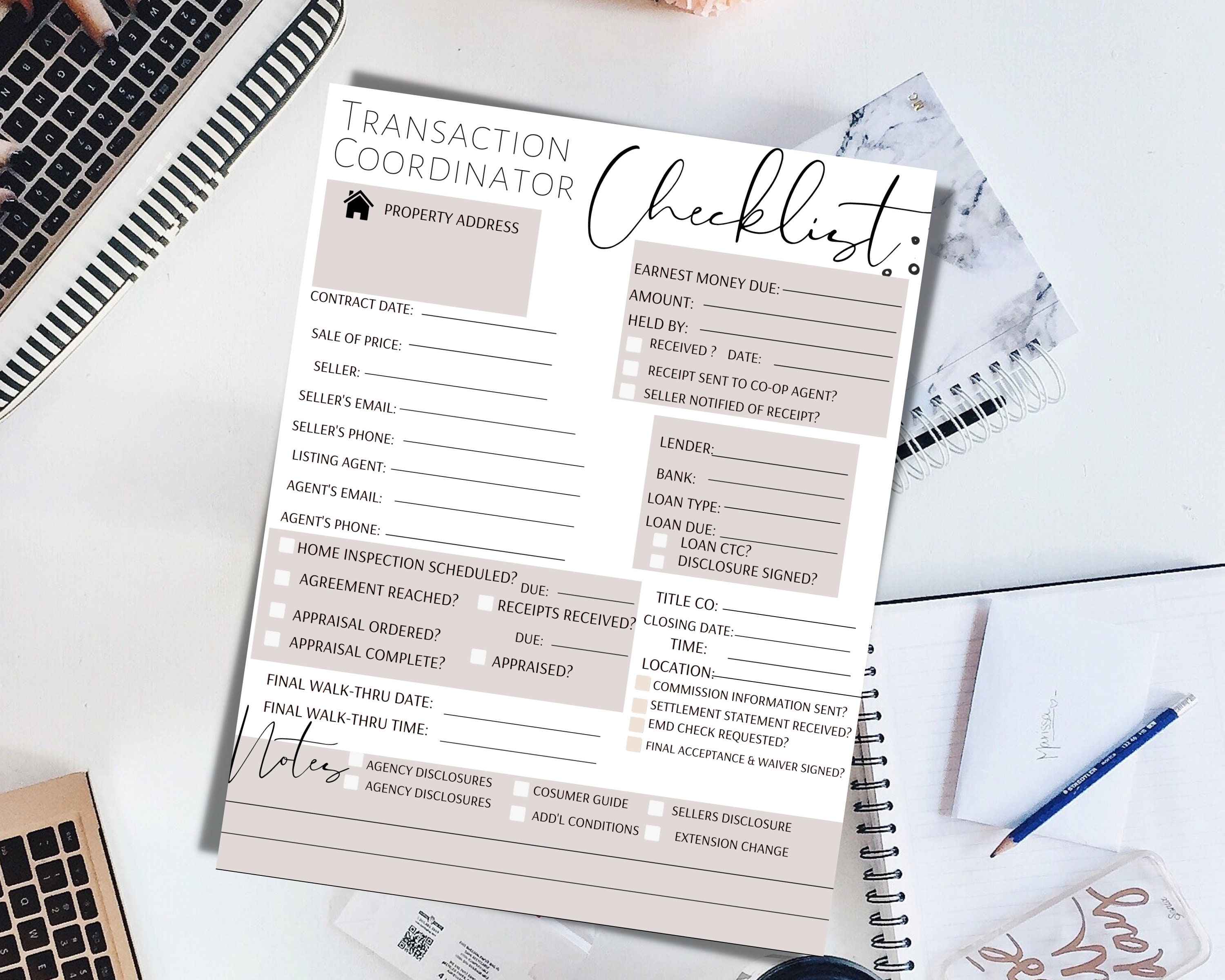 Transaction Coordinator Checklist Canva Template Instant - Etsy