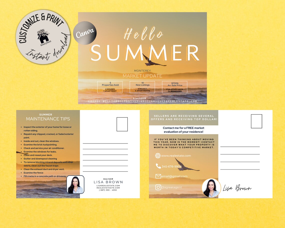 Hello Summer Real Estate Marketing Postcard Real Estate - Etsy