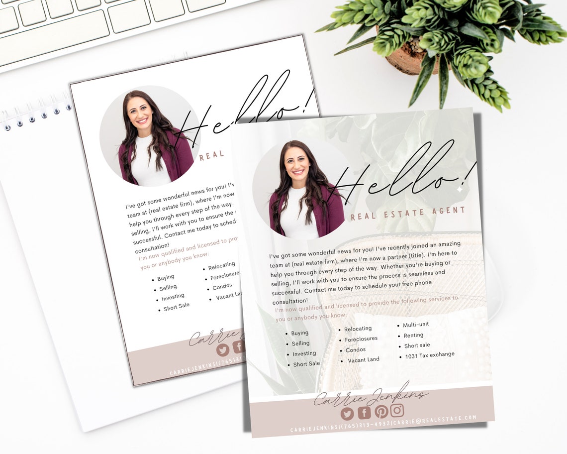 Real Estate New Agent Introduction Letter Flyer Farming Letter
