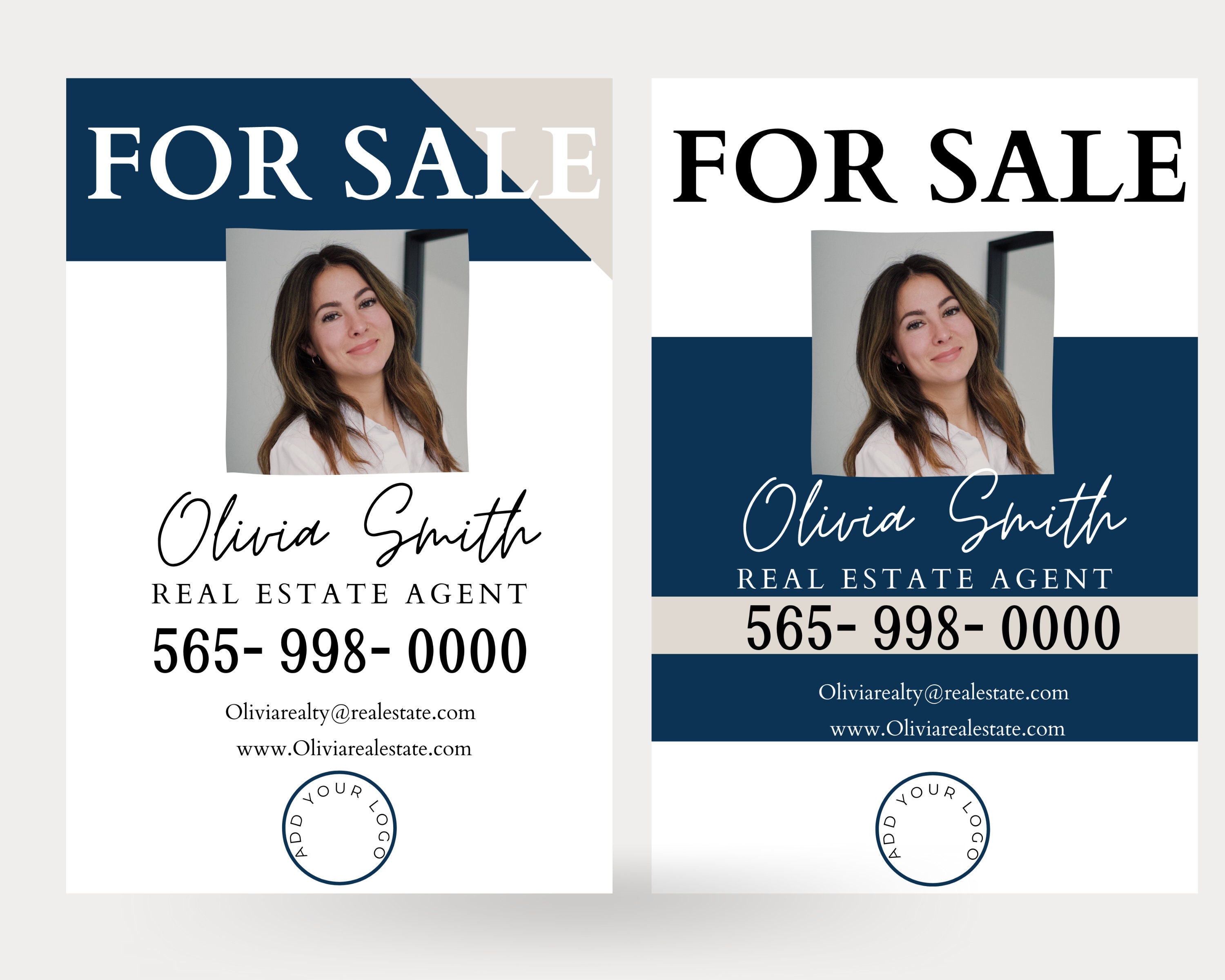 For Sale Sign 18x24 Real Estate for Sale Sign Navy Blue Real | Etsy