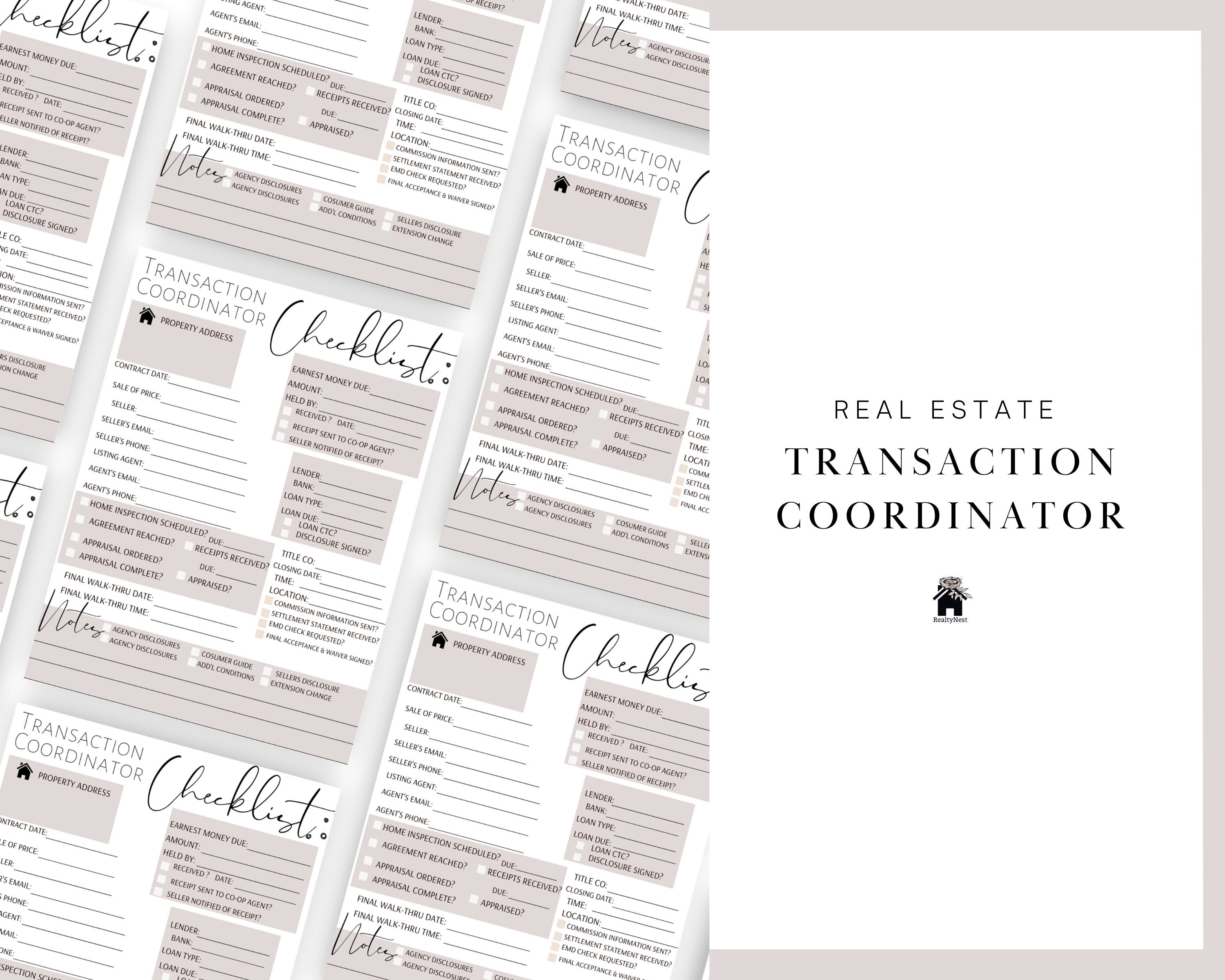Transaction Coordinator Checklist Canva Template Instant - Etsy