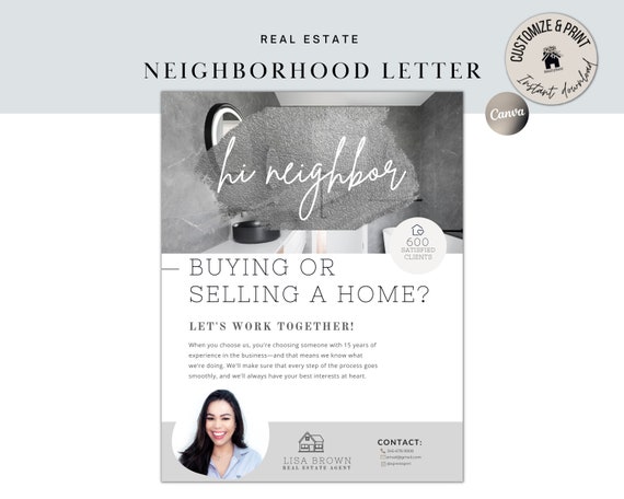 Realtor Hello Neighbor Letter Realtor Farming Letter Real - Etsy