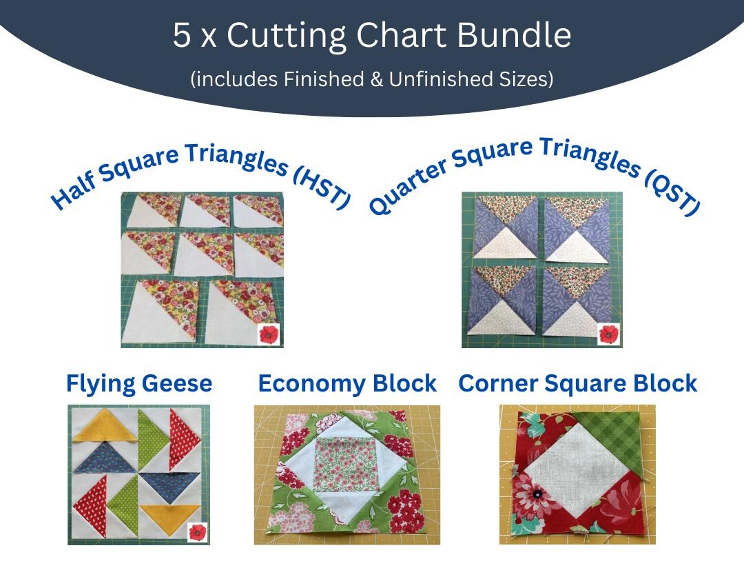 Quilt Cutting Chart Bundle - PDF Download - HST, SQT, Flying Geese ...