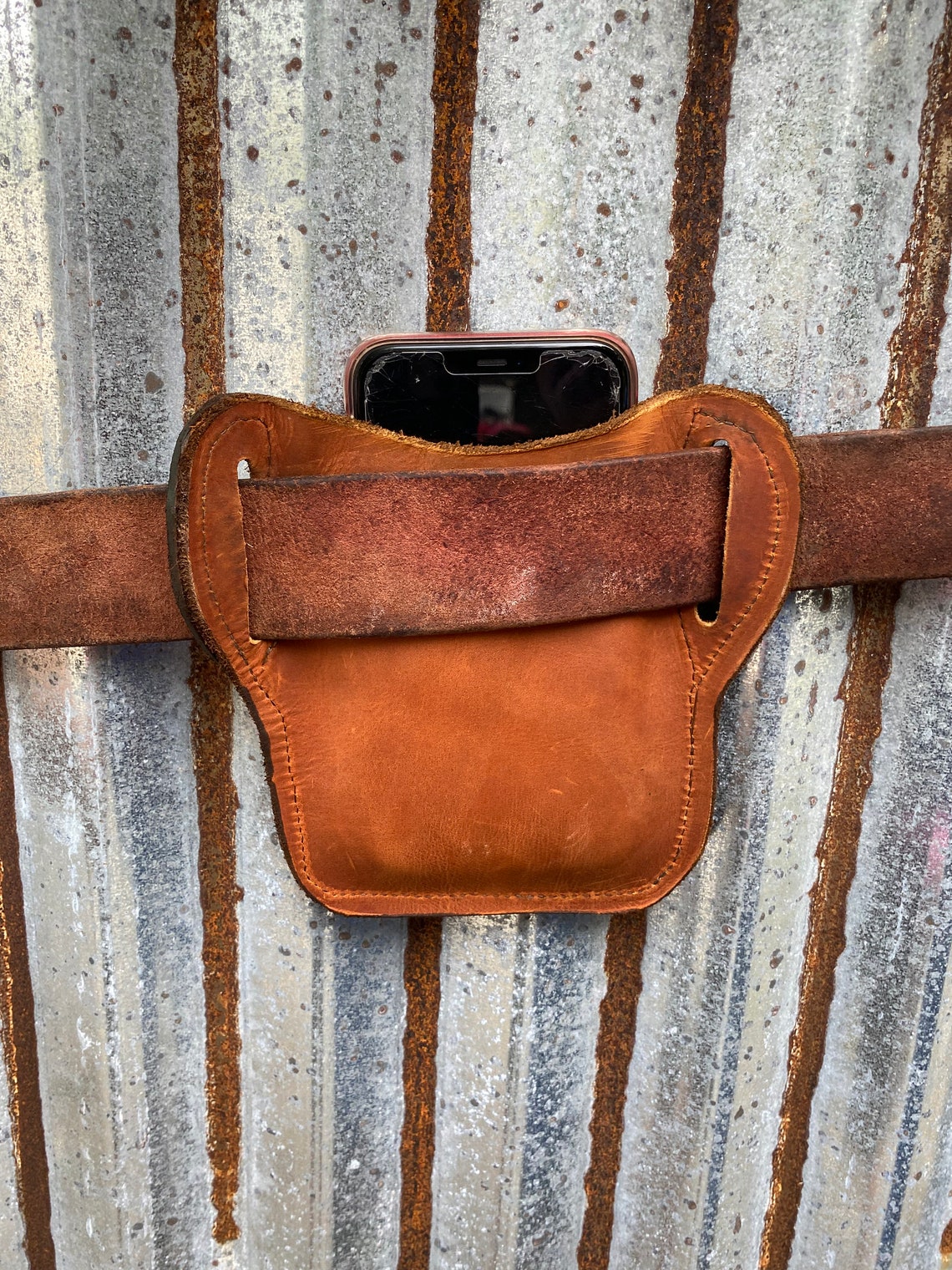 Vintage Leather Tooled Phone Pouch - Etsy