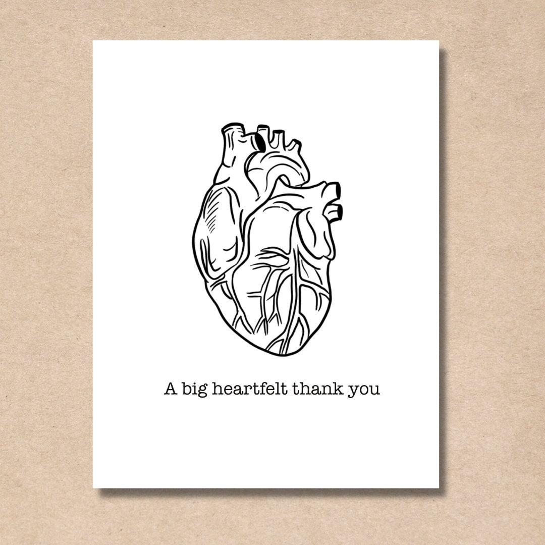 A Big Heartfelt Thank You Card | Anatomy Card | Medical Card | New Job ...
