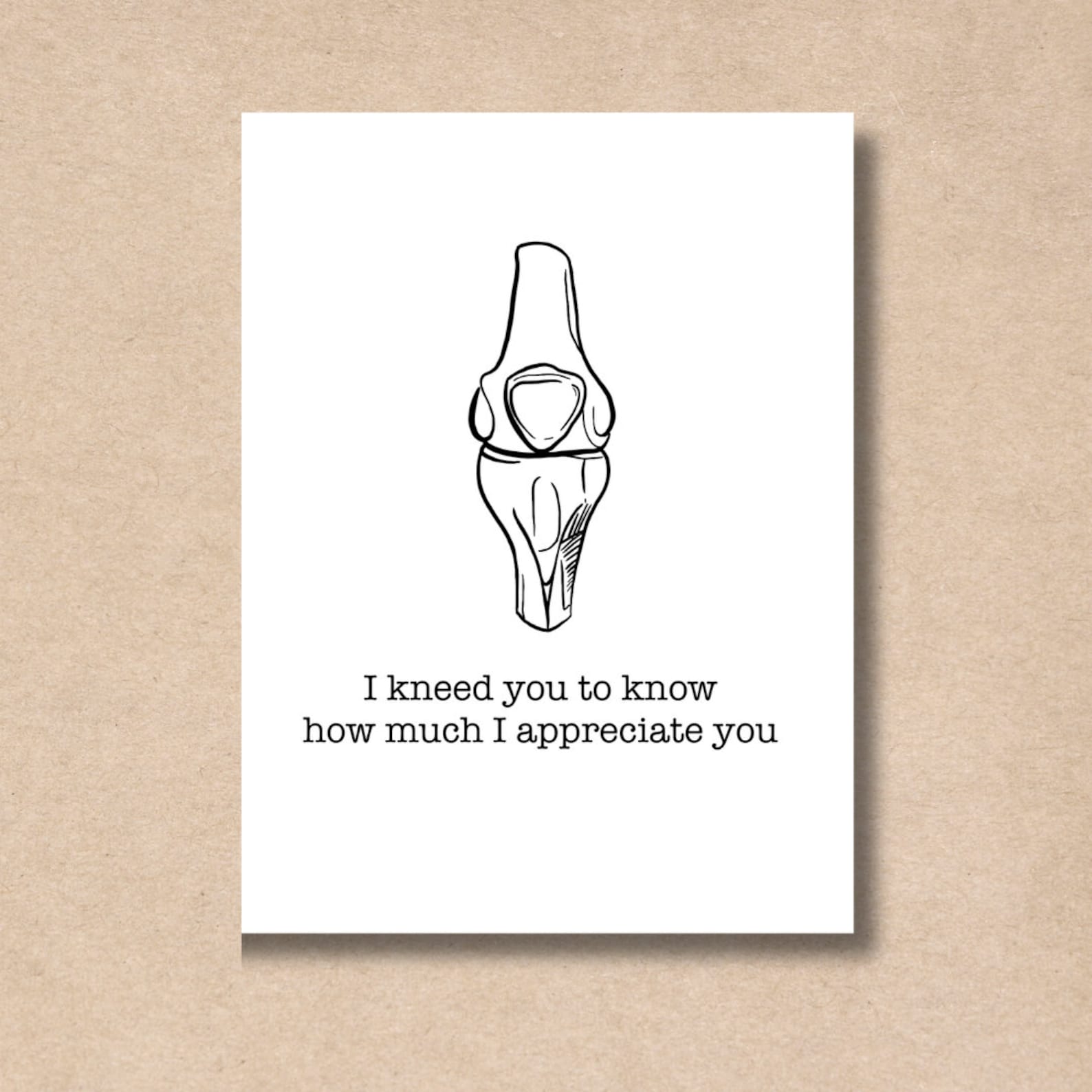 Kneed You to Know Funny Anatomy Card, Medical Card| Thank You for ...