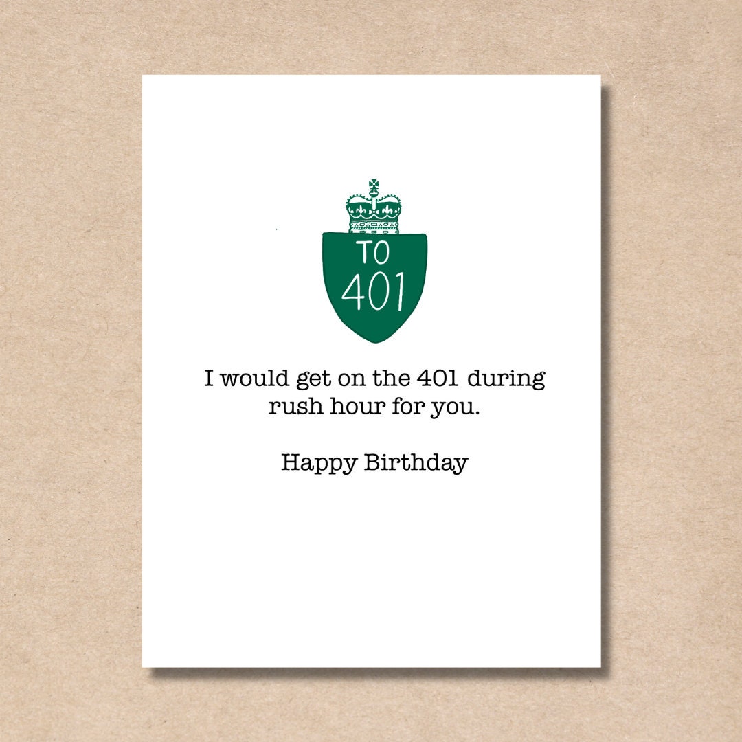 Toronto Birthday Card | Funny Canada Card | Highway 401 Toronto Card ...