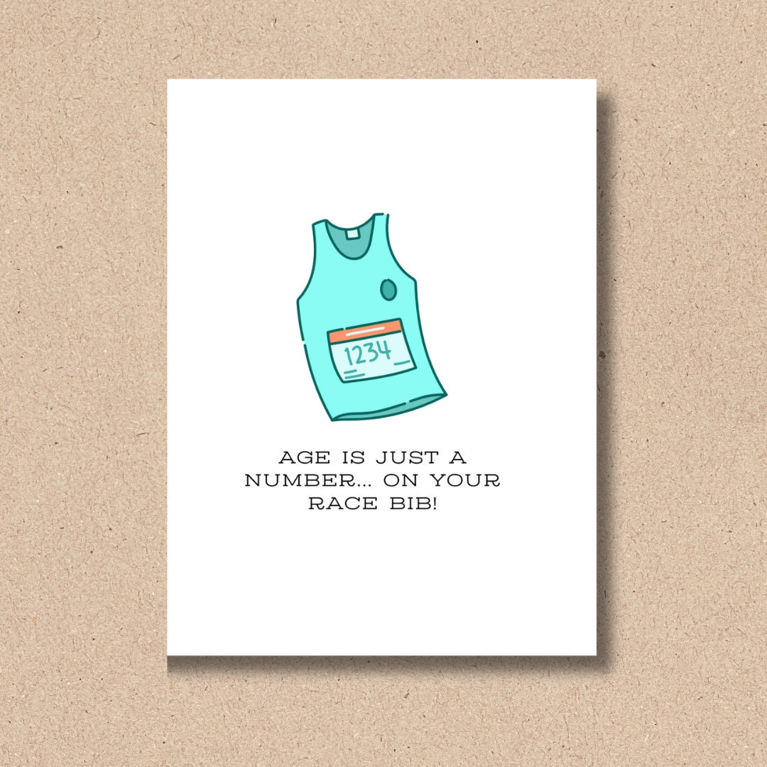 Marathon Race Bib Birthday Card | Running Jokes | Run Club - Etsy