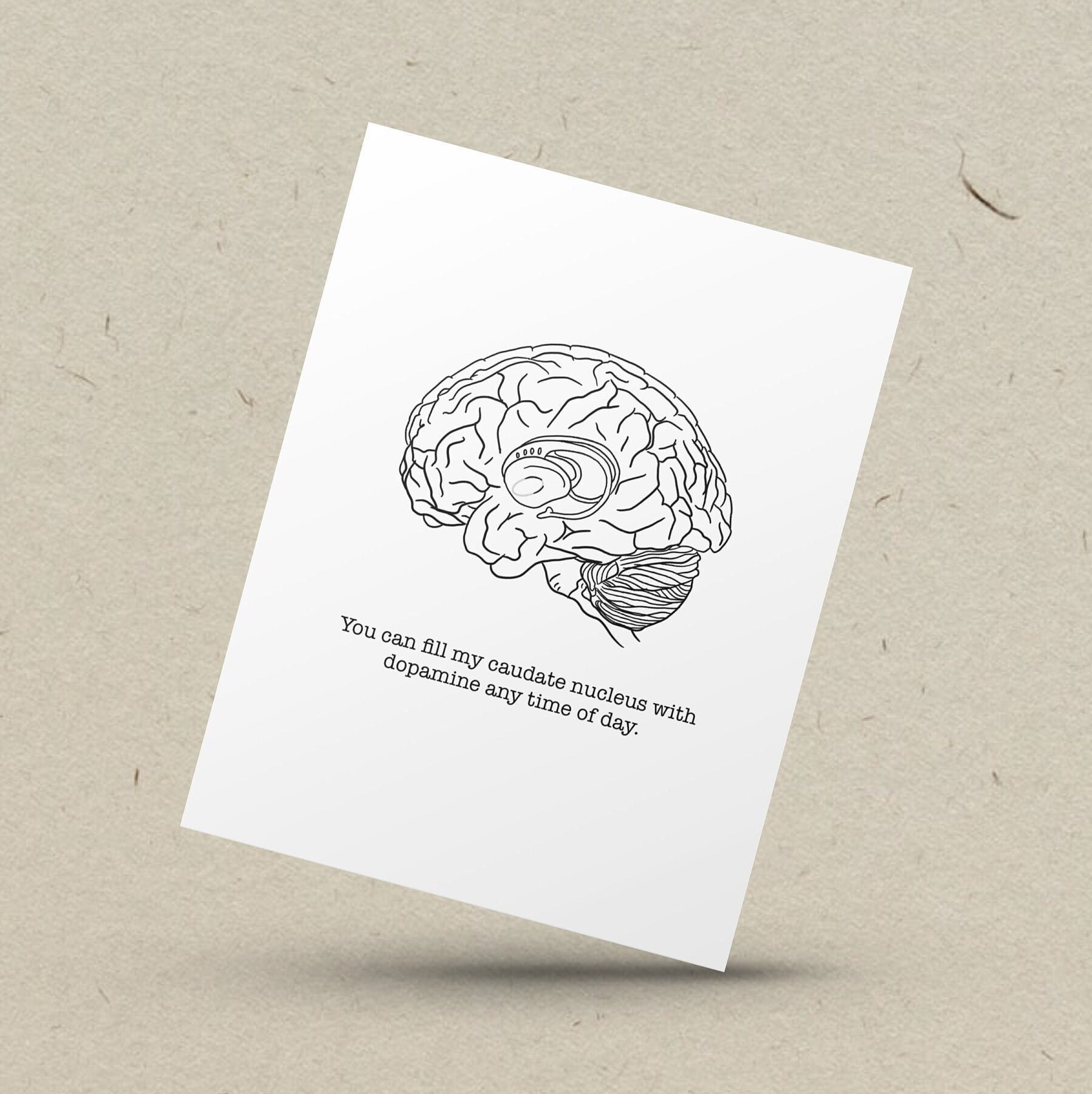 Brain and Dopamine Card Medical Card Funny Anatomy Card, Card for ...