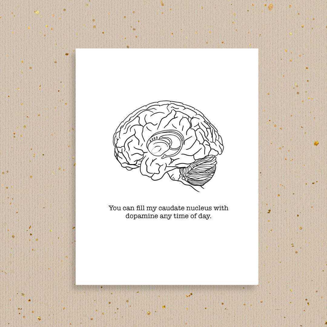 Brain and Dopamine Card | Medical Card | Funny Anatomy Card, Card for ...