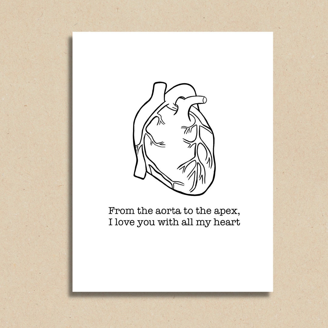 Aorta to Apex I Love You Anatomy Card| Medical Card | Anniversary Card ...