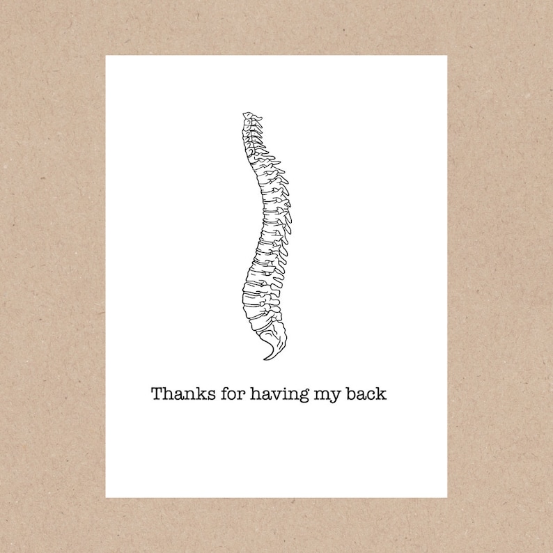 Thanks for Having My Back | Spine Anatomy Card | Thank You, Birthday ...