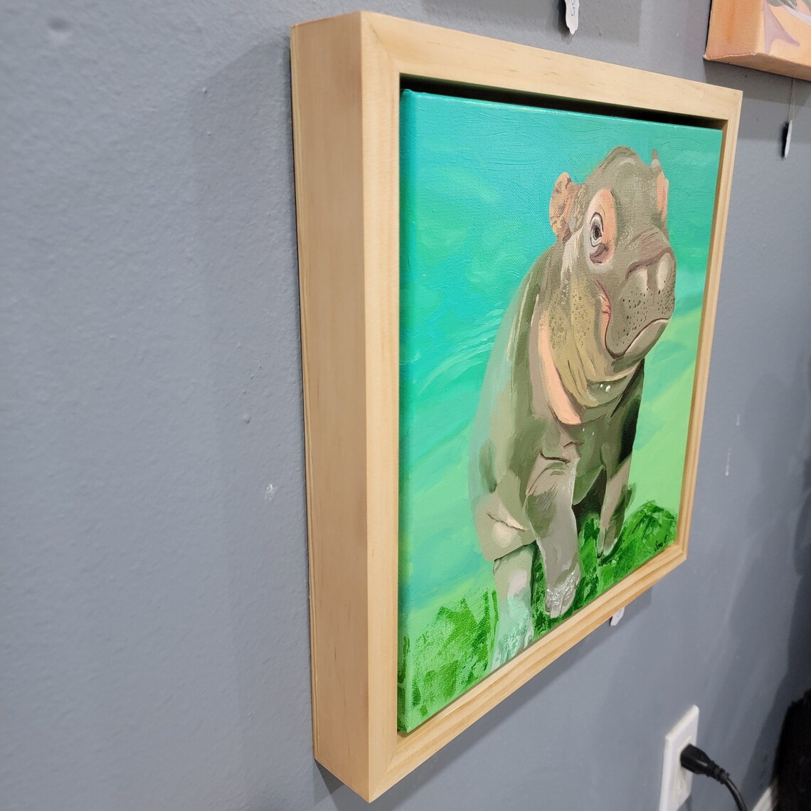 Hippo Oil Painting, Hippopotamus - Etsy