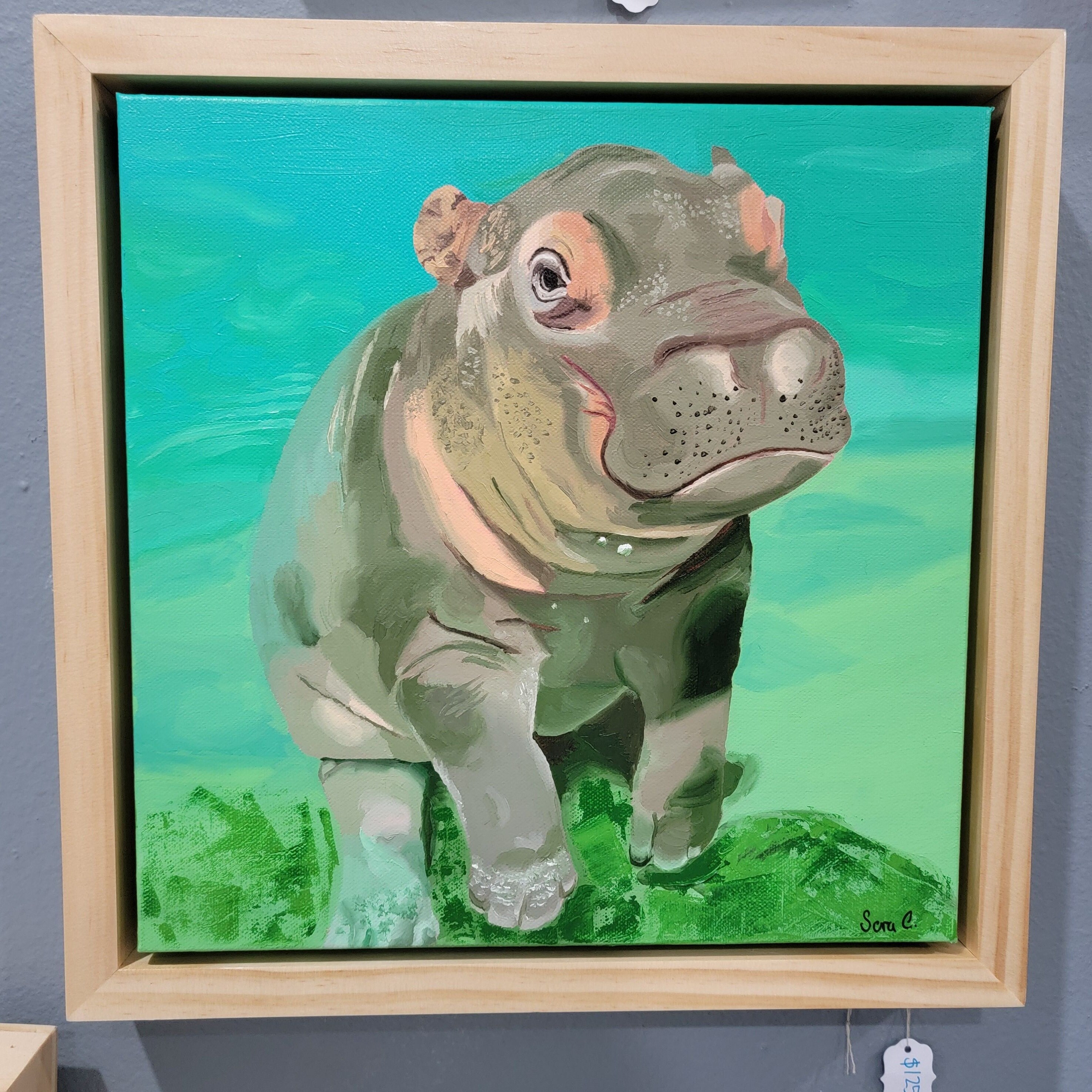Hippo Oil Painting, Hippopotamus - Etsy