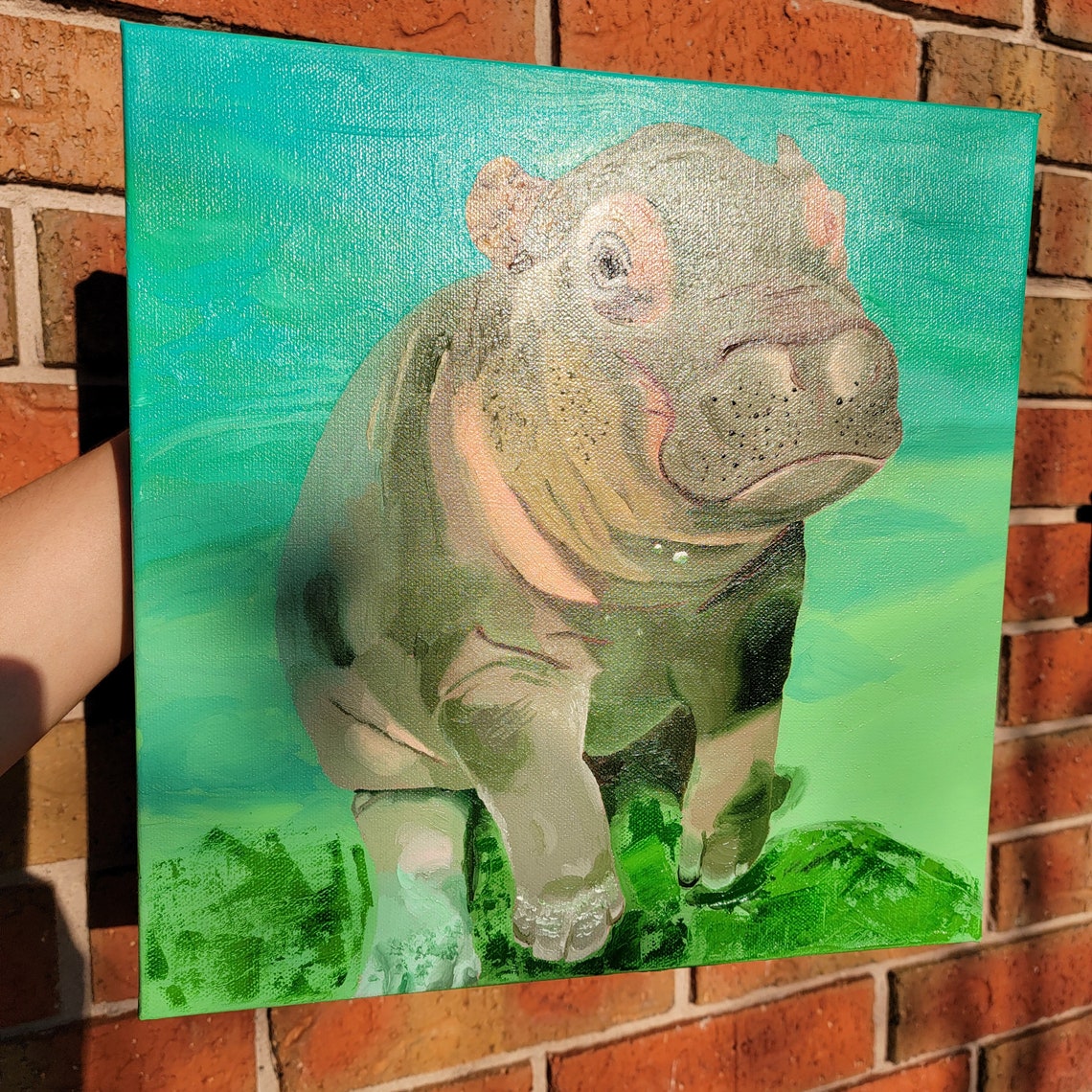 Hippo Oil Painting, Hippopotamus - Etsy