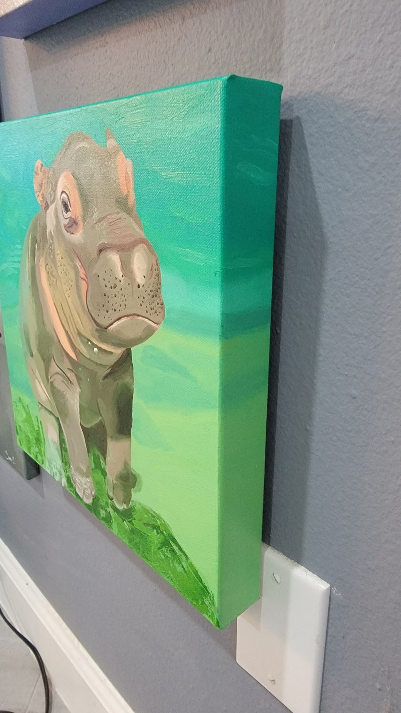Hippo Oil Painting, Hippopotamus - Etsy