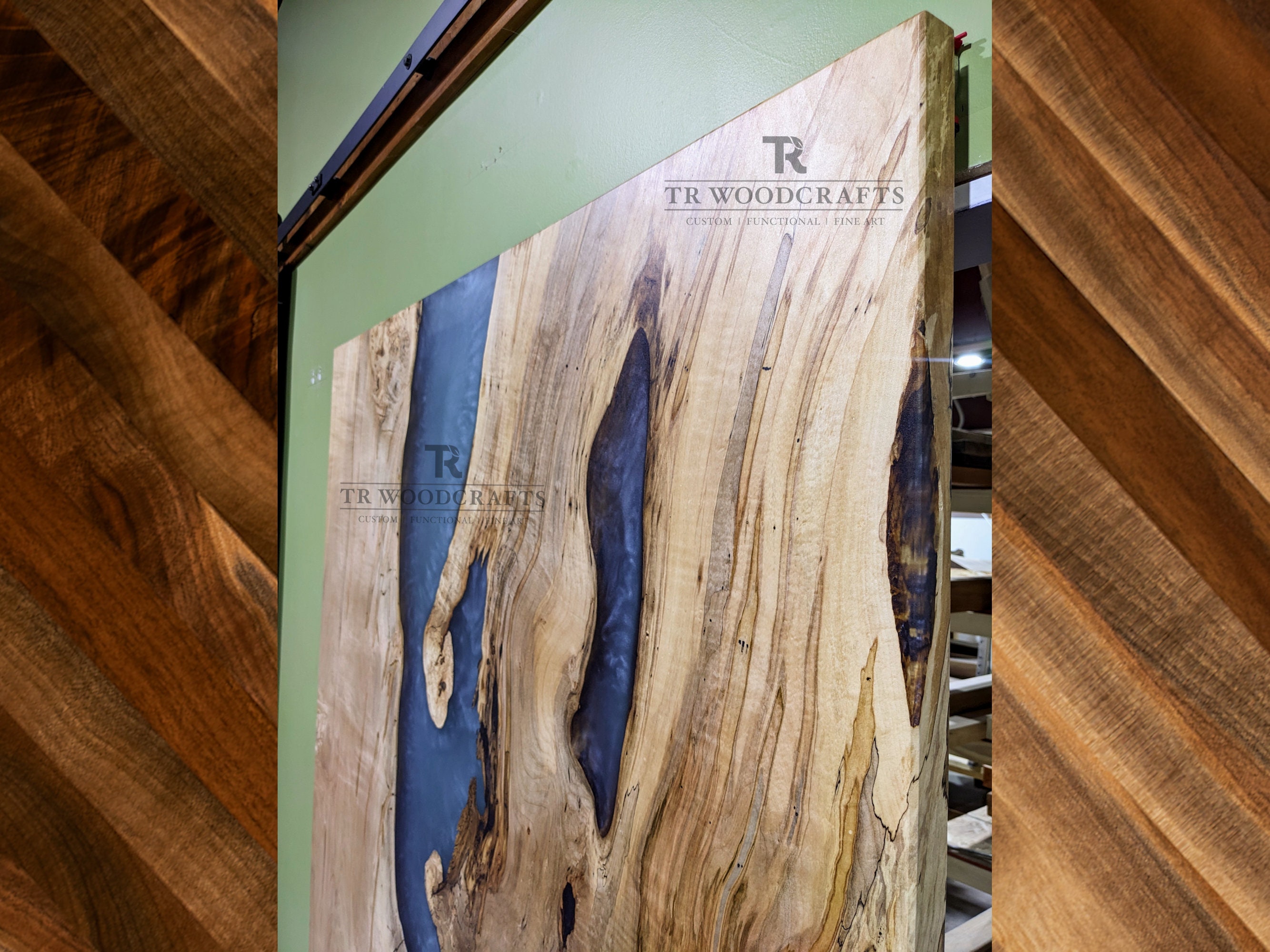 Hidden Hardware Sliding Barn Door | Modern Live Edge Epoxy Resin River ...