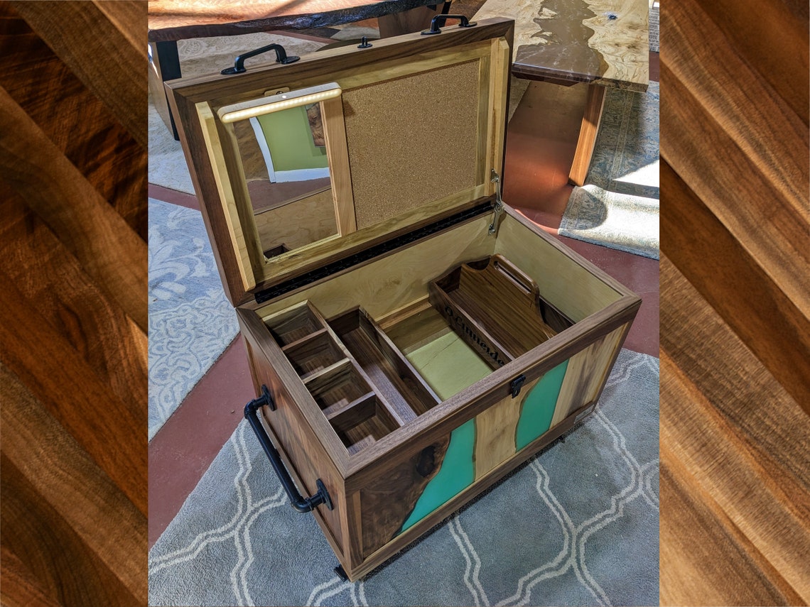 Custom Modern Equestrian Tack Trunk Epoxy Resin River Live Edge ...