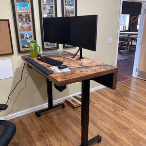 Adjustable Height Custom Epoxy River Office Desk - Etsy