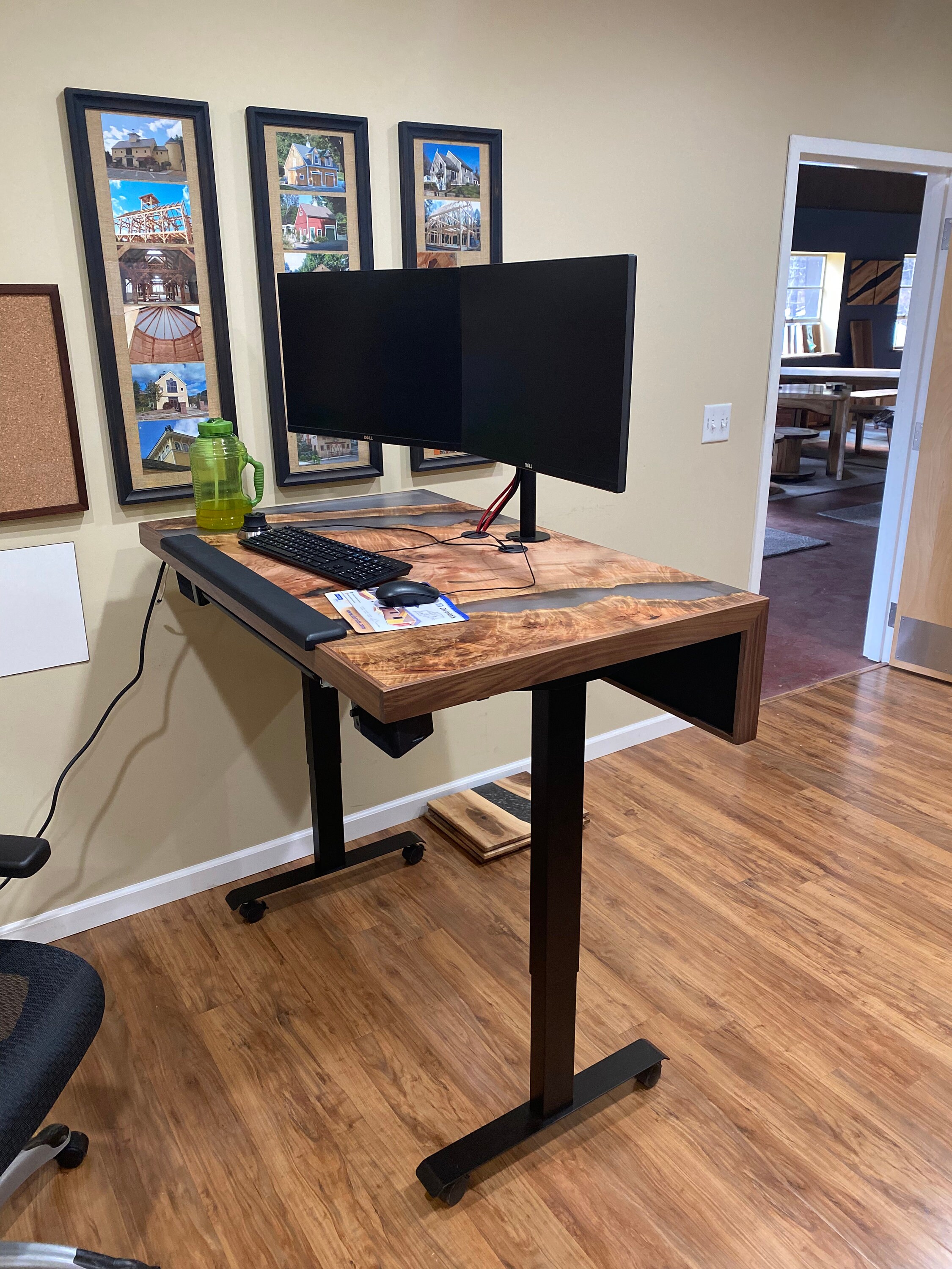 Adjustable Height Custom Epoxy River Office Desk - Etsy