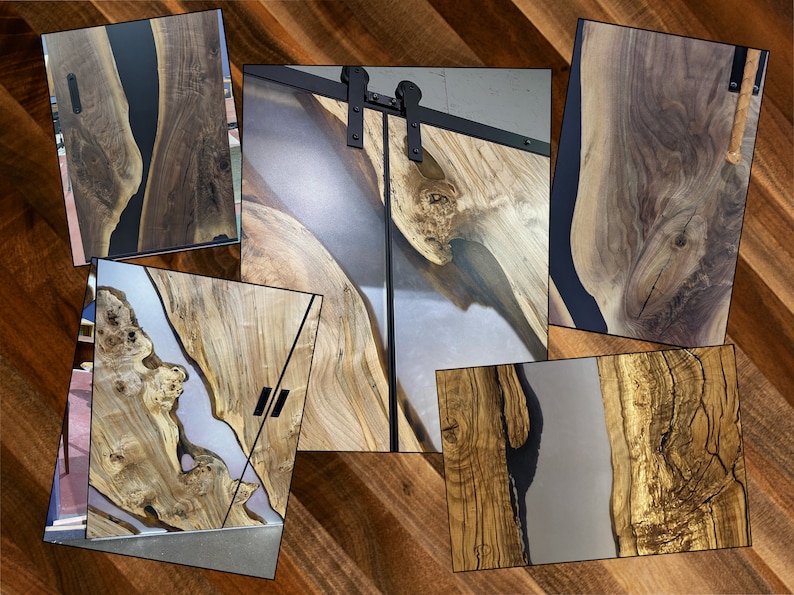 Custom Epoxy Resin River Live Edge Modern Hidden Hardware Sliding Barn ...