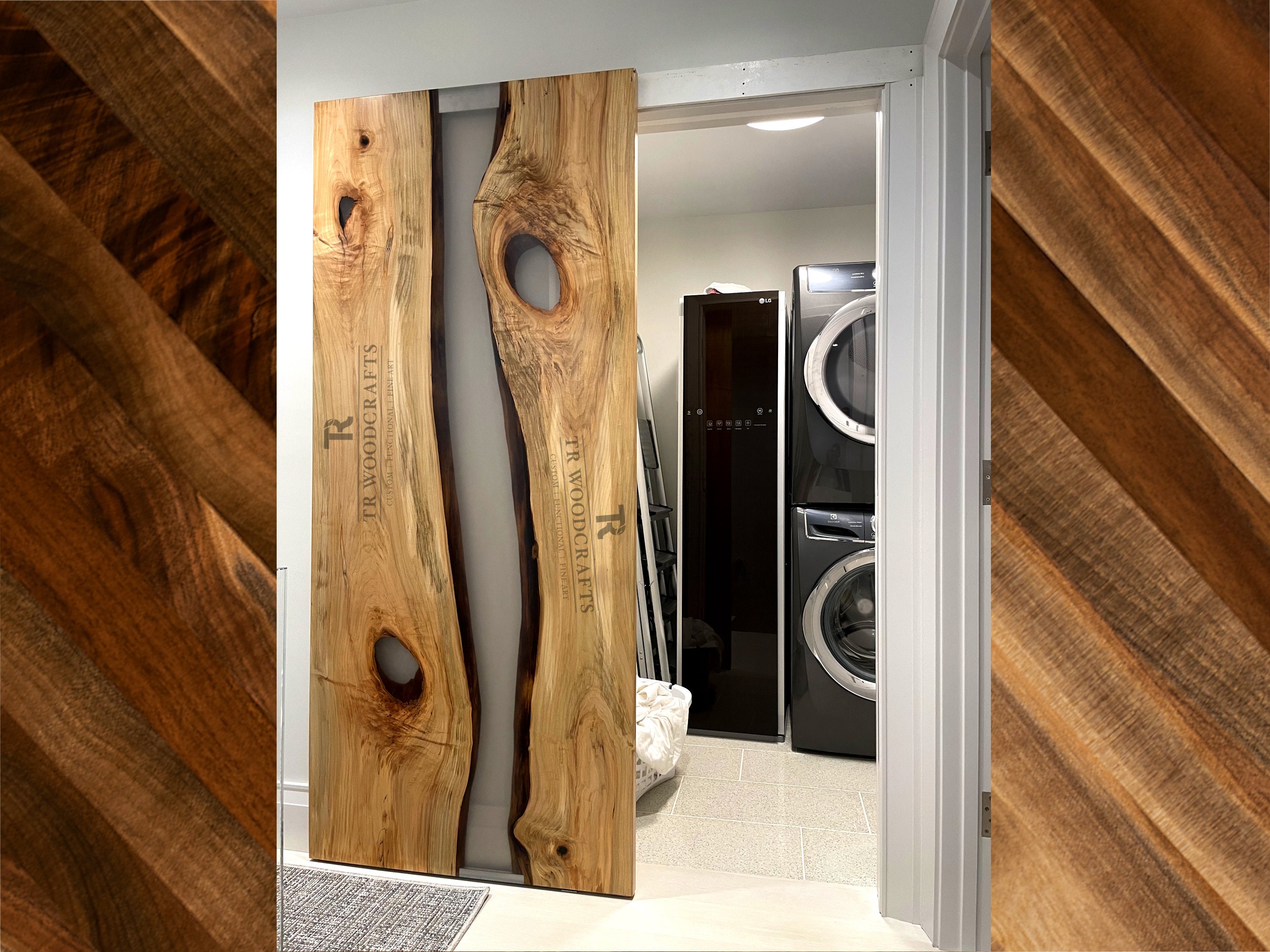 Custom Epoxy Resin River Live Edge Barn Sliding Door Handcrafted in CT ...