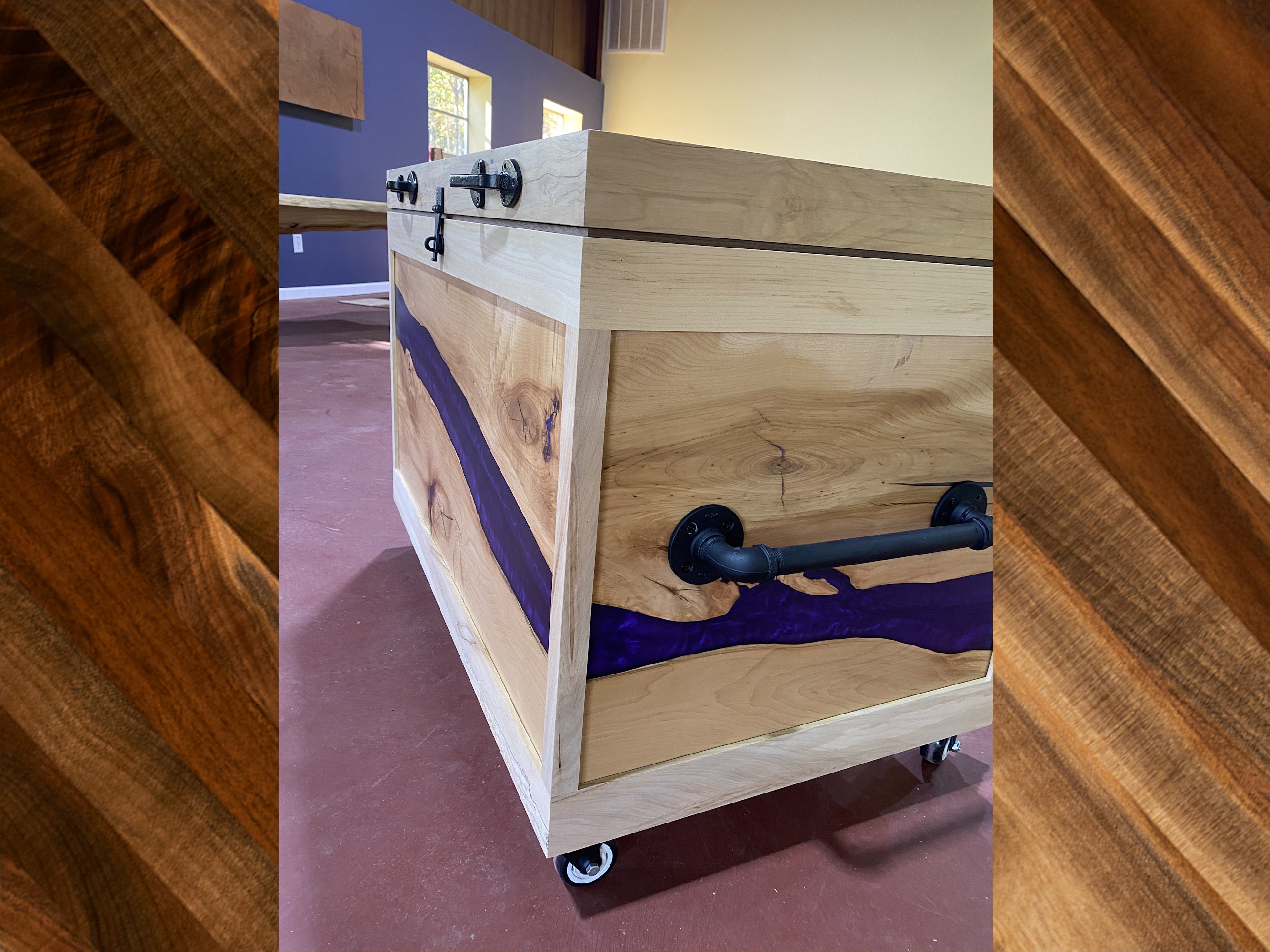 Custom Modern Equestrian Tack Trunk Epoxy Resin River Live Edge ...