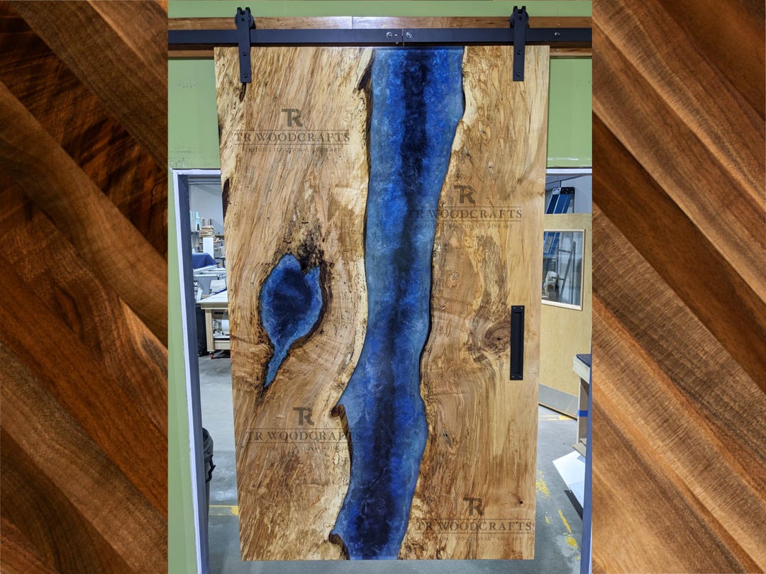 Live Edge Sliding Barn Door | Epoxy Resin River | Custom Handcrafted in ...