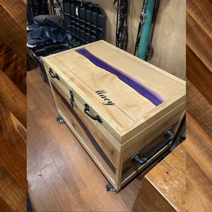 Custom Modern Equestrian Tack Trunk | Epoxy Resin River Live Edge ...