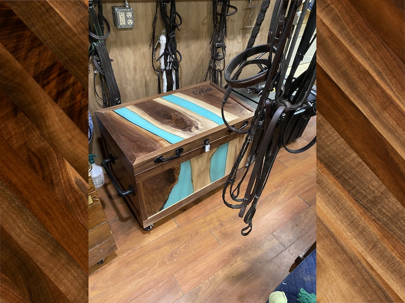 Custom Modern Equestrian Tack Trunk | Epoxy Resin River Live Edge ...