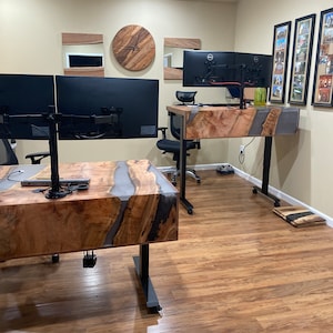 Adjustable Height Custom Epoxy River Office Desk - Etsy