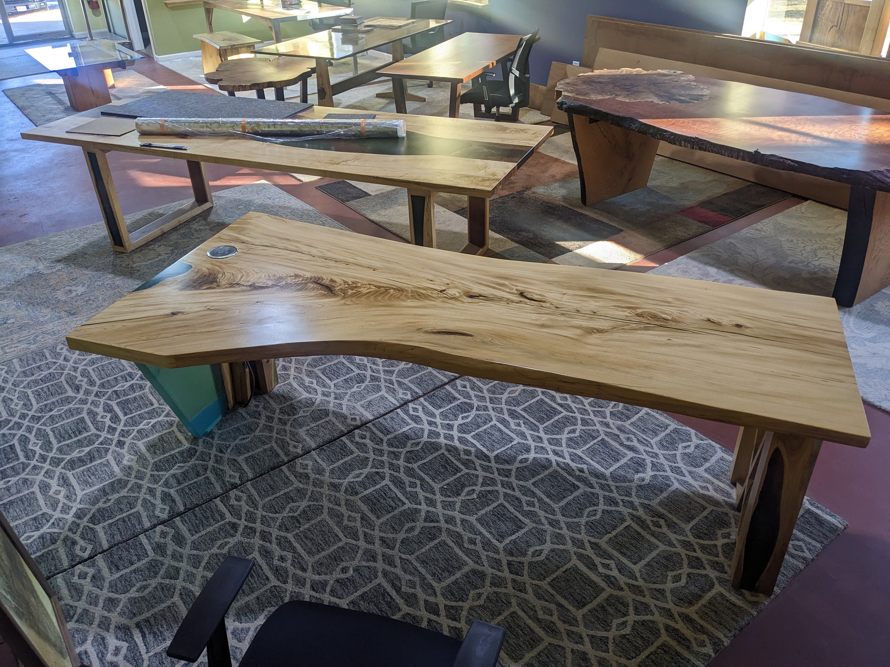 Live Edge Waterfall Desk | 90" Length - Etsy