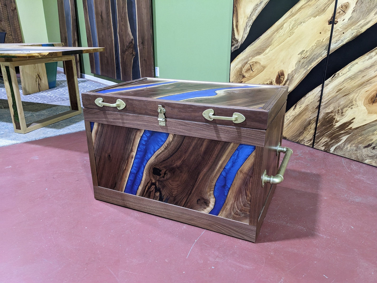 Custom Modern Equestrian Tack Trunk | Epoxy Resin River Live Edge ...