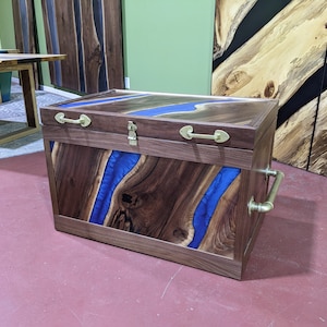 Custom Modern Equestrian Tack Trunk | Epoxy Resin River Live Edge ...