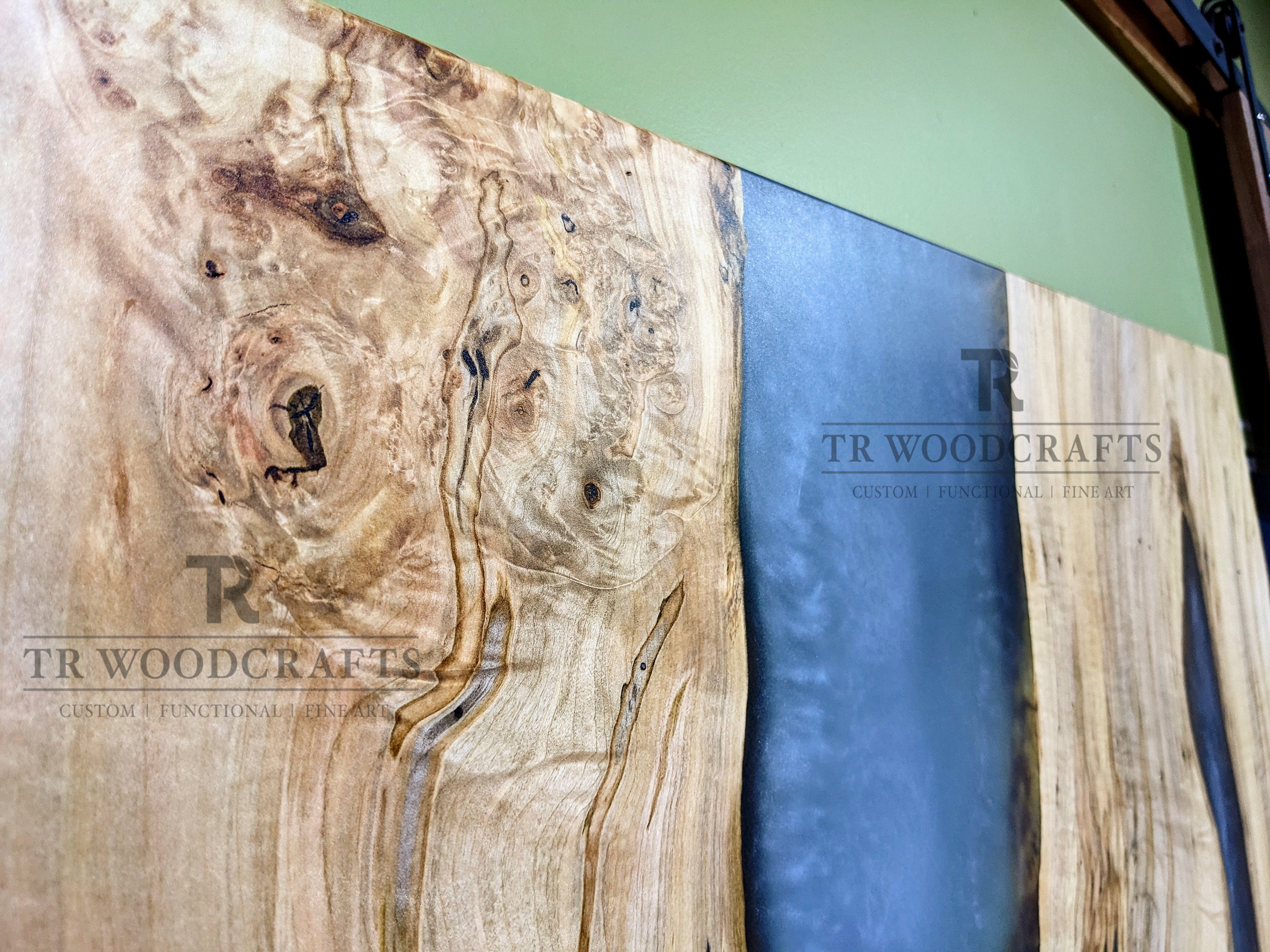 Hidden Hardware Sliding Barn Door | Modern Live Edge Epoxy Resin River ...
