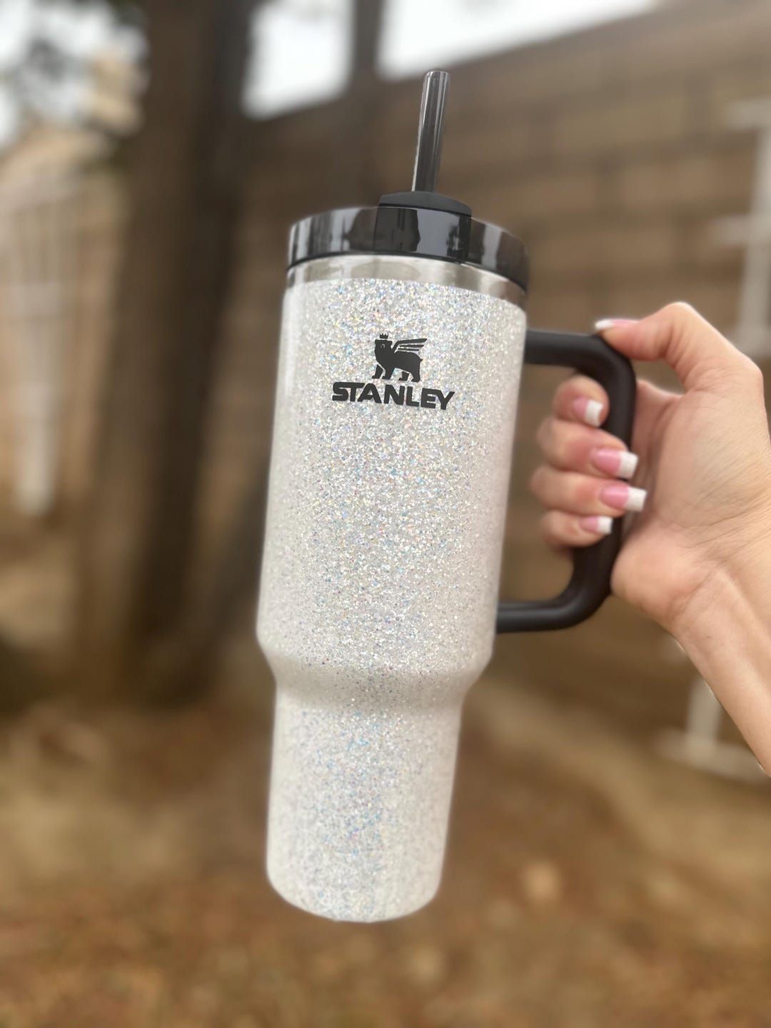 Personalized White Glitter Stanley, Personalized Stanley, Glittered ...