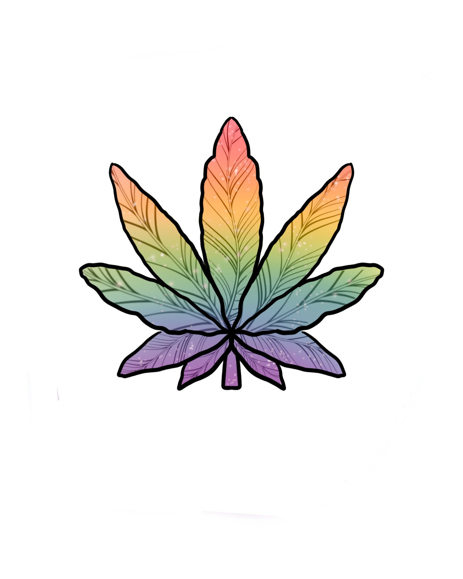 Rainbow Weed Leaf Sticker Instant Digital Download - Etsy