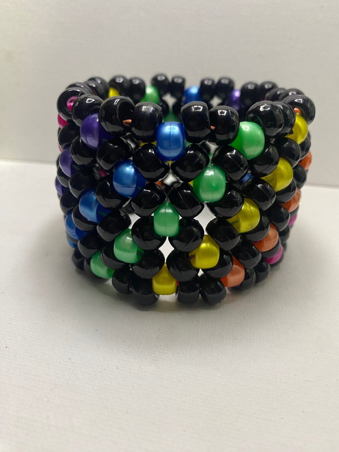 Kandi Cuff Bracelet Black Rainbow X Base - Etsy