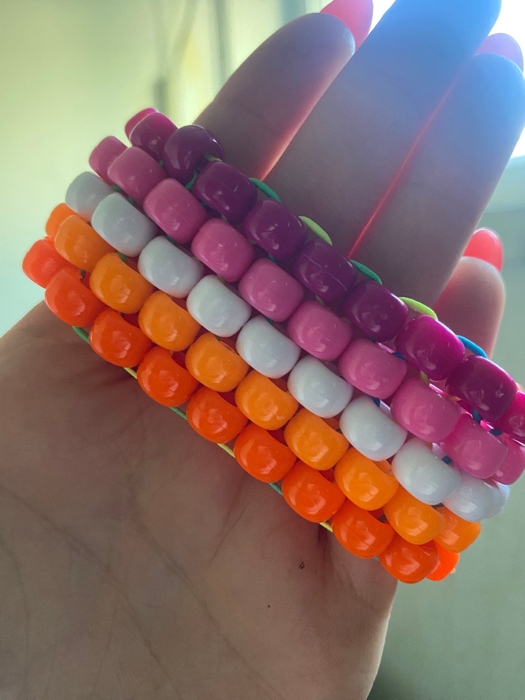 Lesbian Kandi Pride Pink Orange Flag - Etsy