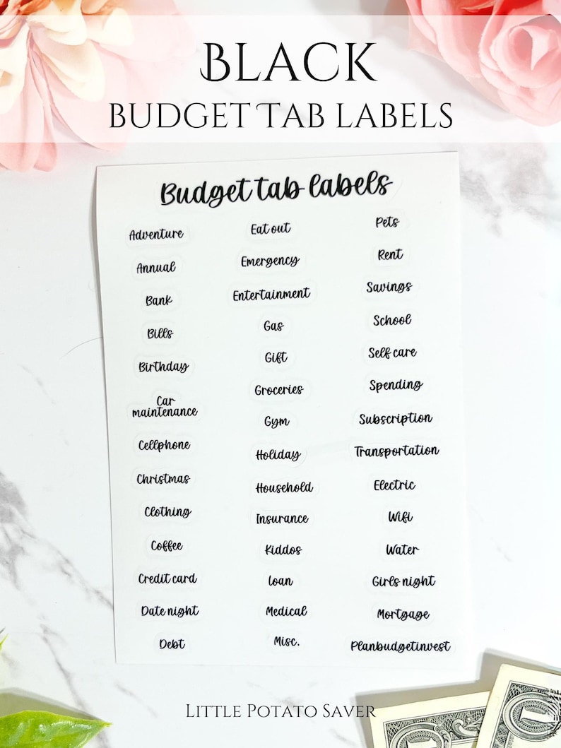41 Category Budget Tab Labels | Organize Your Cash Envelopes | Index ...